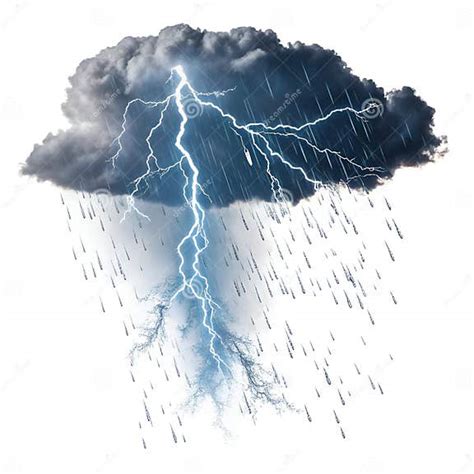 Windy Drizzle With Thunder At Night 3d Icon Stock Illustration