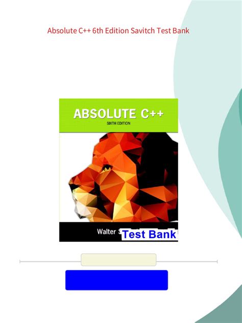 Absolute C 6th Edition Savitch Test Bank Download All Chapters Immediately In Pdf Format