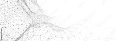Abstract Digital Background Of Points And Lines Glowing Grey Plexus Big Data Network Or
