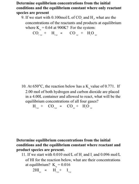 Solved Determine Equilibrium Concentrations From The Initial Chegg