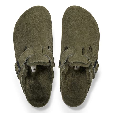 Boston Shearling Suede Leather Thyme Birkenstock