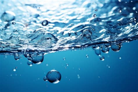 Soothing Blue Water Background With Bubbles And Glistening Water