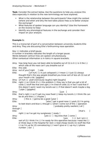 Analysing Discourse Spoken Language A Level Unit Teaching Resources