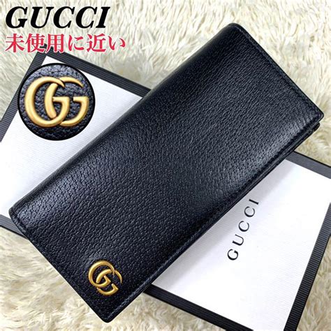 ブランド Gucci ブラック レザー 美品 Hzkyk M68631585829 グッチ Ggマーモント長財布 いものは