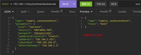 Ricoh Theta X Setting Static Ip Over Web Api Camera 360 Developer
