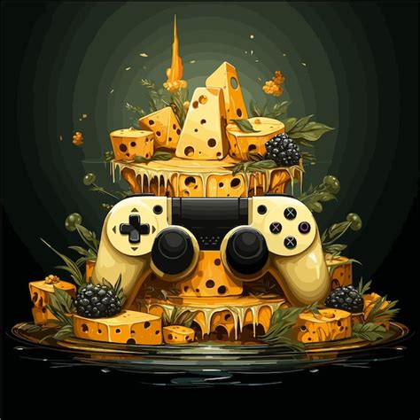Premium Vector A Video Game Controller Surrounded By Cheese And