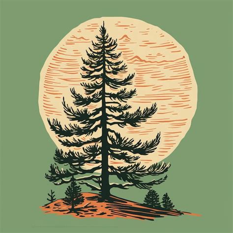 Premium Photo Vintage Poster Design Pine Tree With Moon