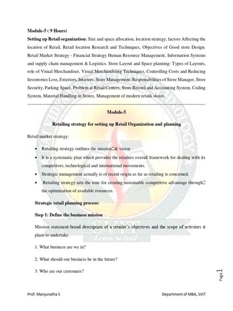 Srm Module 5 Pdf Retail Strategic Management