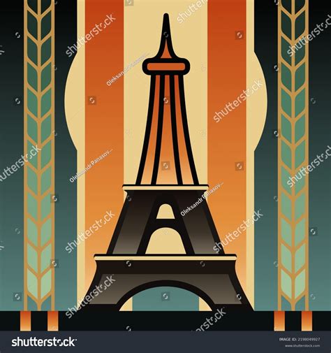 Eiffel Tower By Art Deco Style Stock Vector Royalty Free 2198049927