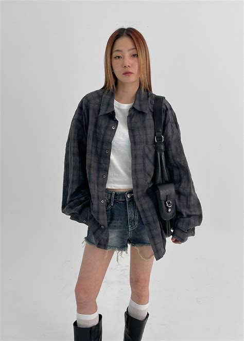 블랙업 Unisex 세일카 루즈핏 체크셔츠