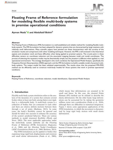pdf floating frame of reference formulation for modeling flexible