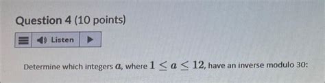solved determine which integers a where 1≤a≤12 have an