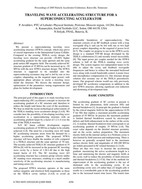 Pdf Traveling Wave Accelerating Structure For A Superconducting Accelerator