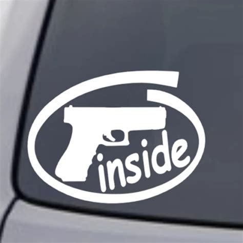 Pegatina Gun Inside Decal Pistol Sticker Car Window Vinyl Decal Funny Poster Motorcycle In Car