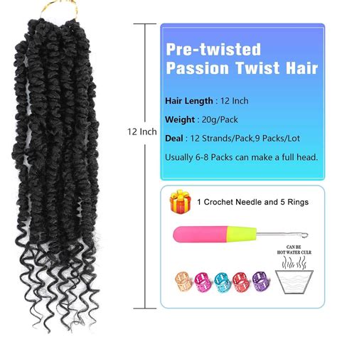 Pretwisted Passion Twist Crochet Hair 12 Inch 9 Packs Soft Pre