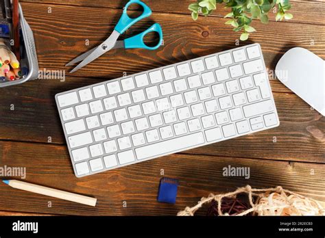 Modern Working Business Desk With Keyboard Mouse Stock Photo Alamy
