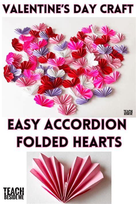 Valentines Day Craft Accordion Folded Paper Hearts Teach Beside Me