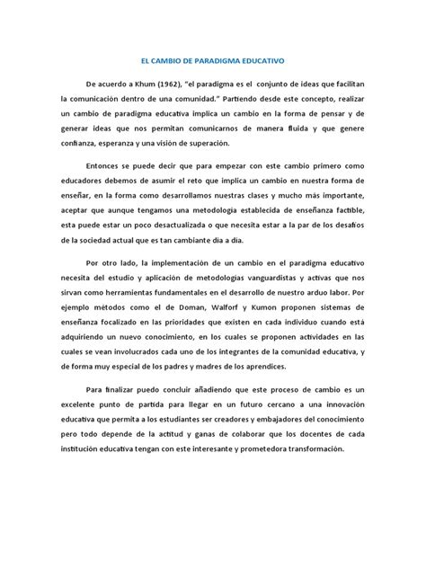 El Cambio De Paradigma Educativo Pdf