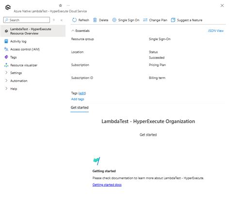 Azure Portal を使用して Lambdatest Hyperexecute リソースを管理する Azure Native
