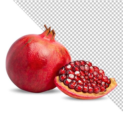 흰색 표면 Png 투명 배경에 고립 된 신선한 석류 과일 프리미엄 Psd 파일