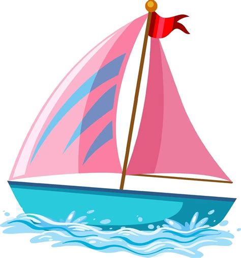 Velero Rosa En El Agua En Estilo De Dibujos Animados Dibujos Estilos