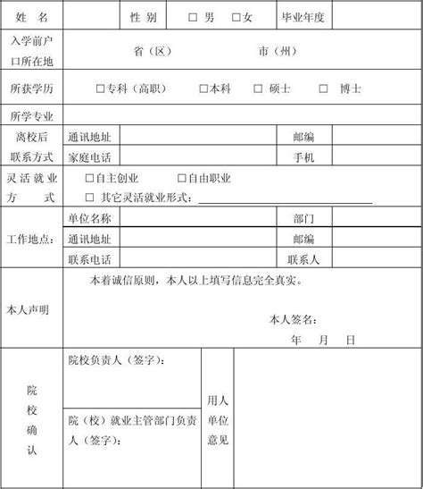 大学生灵活就业表word文档在线阅读与下载无忧文档