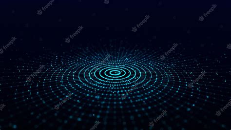 Premium Photo Abstract Blue Background Of Circular Flow Of Particles Digital Cyberspace