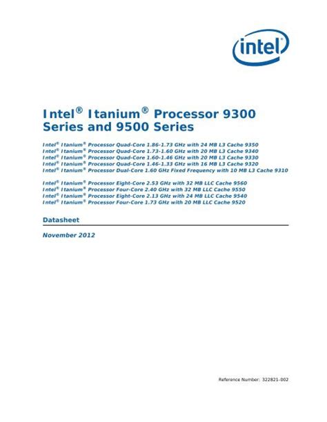 Intel Itanium Processor 9300 Series And 9500 Series