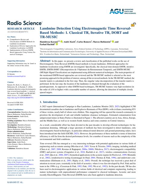 Pdf Landmine Detection Using Electromagnetic Time Reversal‐based