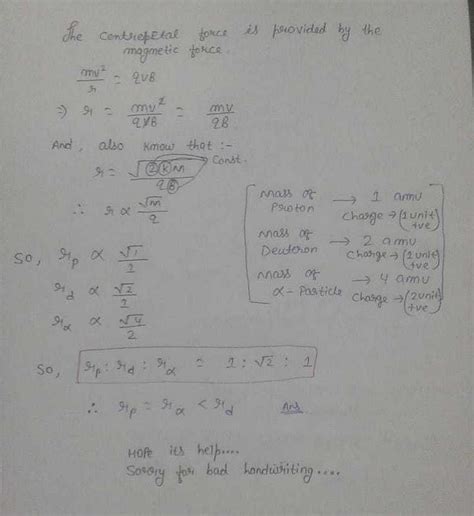 A Proton A Deutron And An Andalpha Particle Having The Same Kinetic