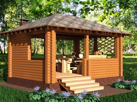 Беседки из бруса своими руками: строительство, проекты, чертежи ...