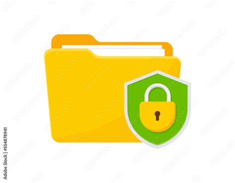 Folder Lock Icon Secure Folder With Confidential Files Document Security Data Protection