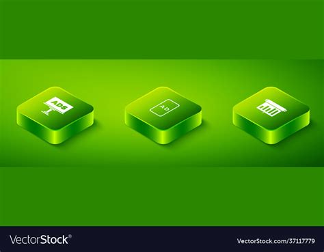 Set Isometric Advertising Board With Graph Chart Vector Image