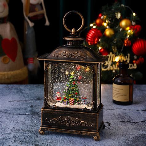 Lolynie Christmas Snow Globe Santa With Snowman Family Glitter Light Up ...