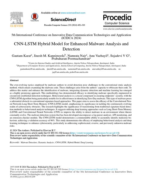 Cnn Lstm Hybrid Model For Enhanced Malware Analysis And Detection Pdf Malware Machine Learning