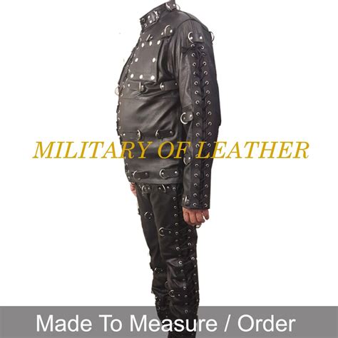 Mens Bondage Suit Black Leather Heavy Duty Restraints Catsuit Etsy