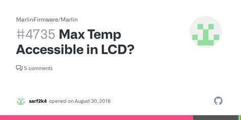 Max Temp Accessible In Lcd · Issue 4735 · Marlinfirmwaremarlin · Github