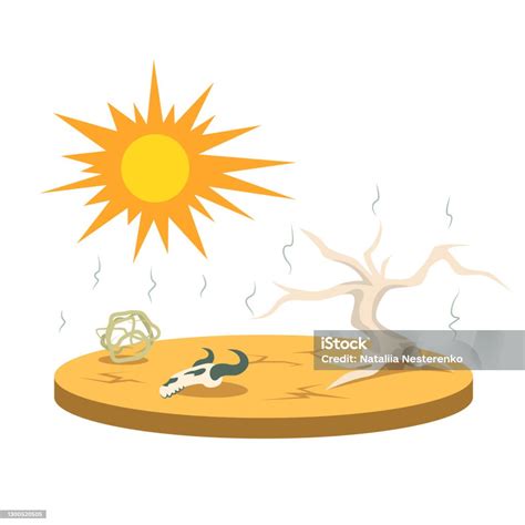 Ilustrasi Vektor Kartun Kekeringan Kekurangan Air Bencana Kondisi Cuaca