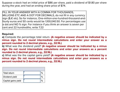 Solved Suppose A Stock Had An Initial Price Of 86 Per