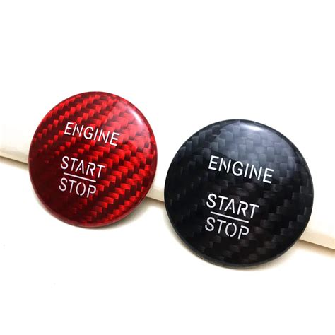 1x Carbon Fiber Engine Start Stop Push Button Cover Cap Trim For