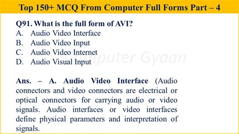Top 150 Mcq I Computer Full Forms I Part 4 I Youtube
