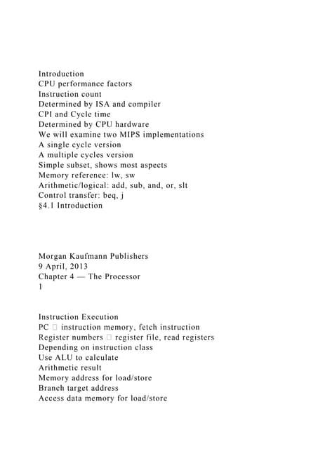 Introductioncpu Performance Factorsinstruction Countdetermdocx