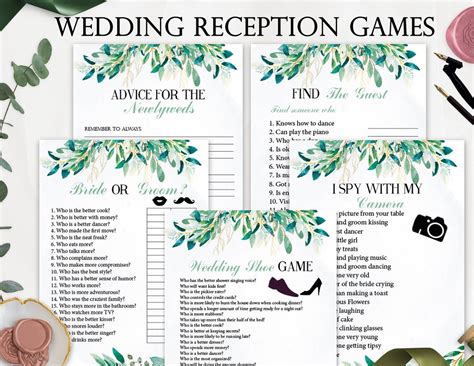 5 Wedding Reception Games Printable Wedding Reception Game Etsy