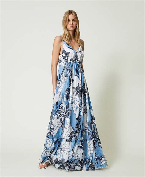 Длинное платье из набивного крепона 241lm2xaa Twinset — купить в интернет магазине бренда