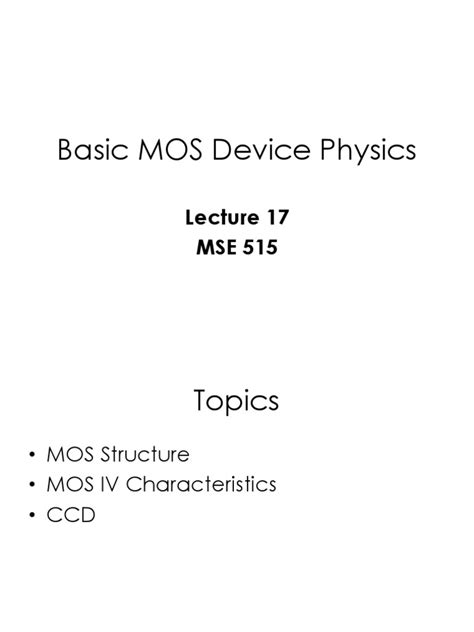 PDF Lecture 17 MOS Transistors DOKUMEN TIPS