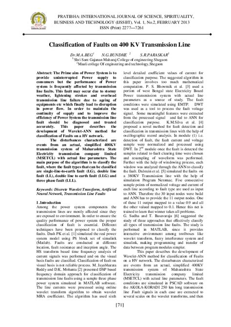 Pdf Classification Of Faults On 400 Kv Transmission Line