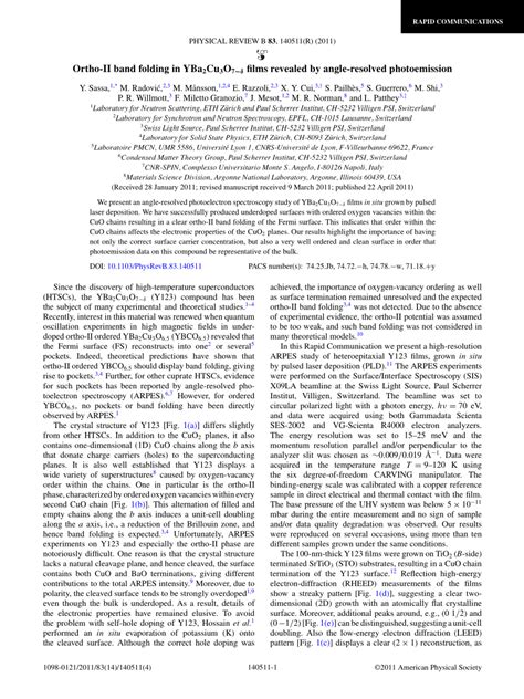 Pdf Ortho Ii Band Folding In Yba2cu3o7 Delta Films Revealed By Angle