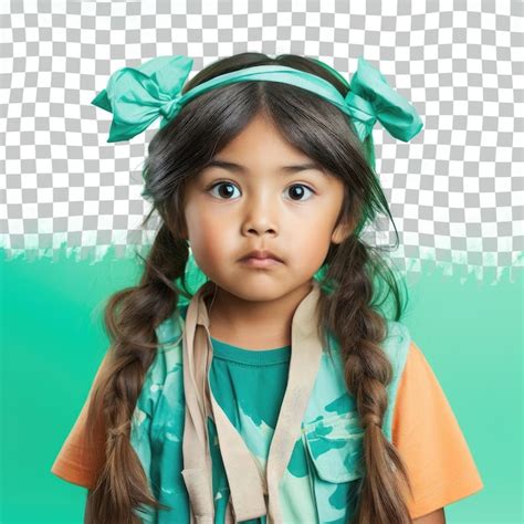 Premium Psd Fearful Islander Preschooler Camping Attire Pose Casual