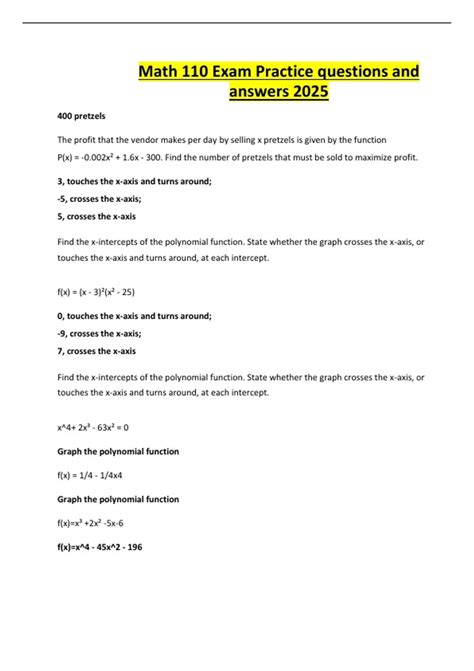 Math 110 Exam Practice Questions And Answers 2025 Math 110 Stuvia Us