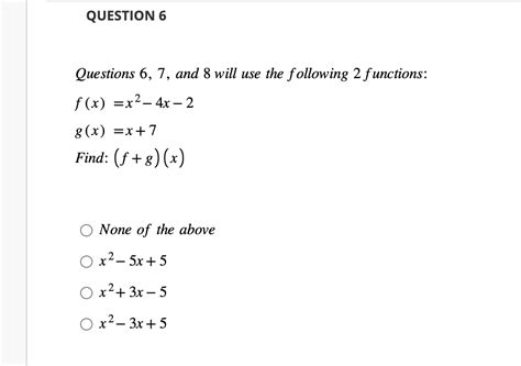 Solved Questions 6 7 And 8 Will Use The Following 2 Chegg
